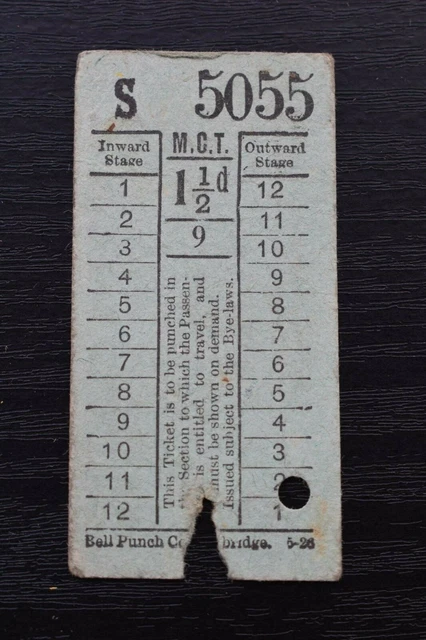 VINTAGE BUS TICKET MCT Manchester Corporation Transport S 5055 $4.53 ...