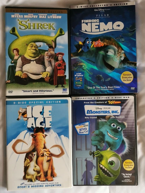 FINDING NEMO, SHREK, ICE AGE, MONSTERS INC ALL 2 Disc DVDS Region 1 ...
