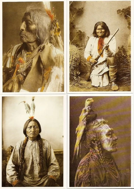 LOT 17 CARTES Indiens Postales Geronimo Sitting Bull Cheyennes Crow ...