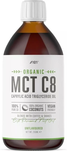 ORGANIC C8 MCT Oil - 250ml - 100% Pure Cold Pressed C8 MCT - Premium ...