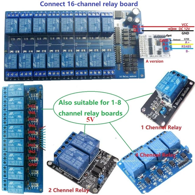 R413E16 16CH RS485 RS232(TTL) PLC Modbus Rtu Module IO Control Switch ...