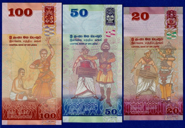 SRI LANKA (CEYLON) Set Of 3 Notes (2019/2020) - 20,50,100 Rupees $2.89 ...