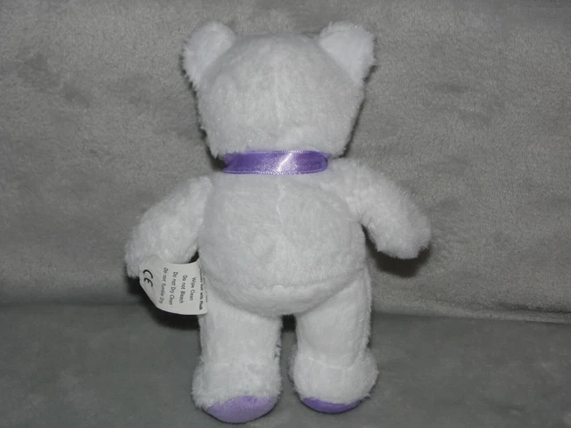ASDA TEDDY BEAR soft toy white purple lilac £10.49 - PicClick UK
