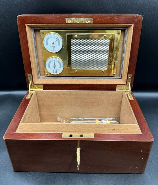 VINTAGE DUNHILL CIGAR Humidor Wooden Cigar Box Collectable With Key £ ...