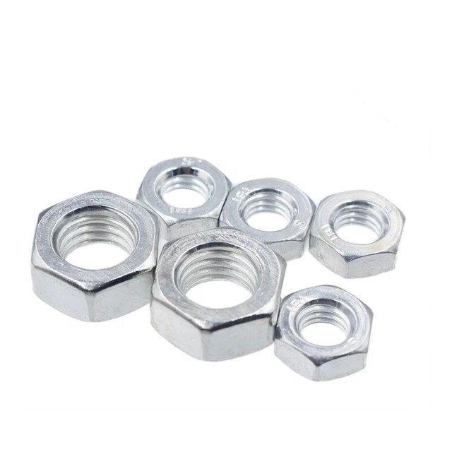 M3 M4 M5 M6 M8 M10 M12 Hexagon Nuts Hex Full Nut White Zinc Metric ...