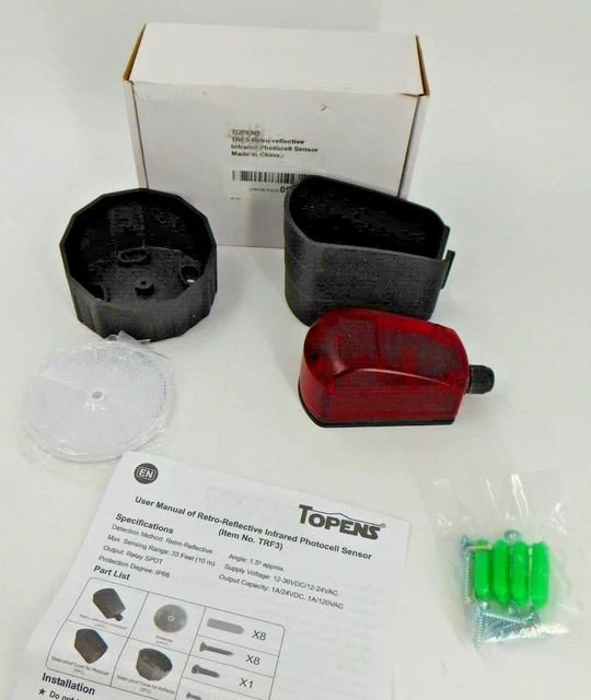 TOPENS TRF3 SAFETY Reflection Photocell Retro-Reflective Infrared ...