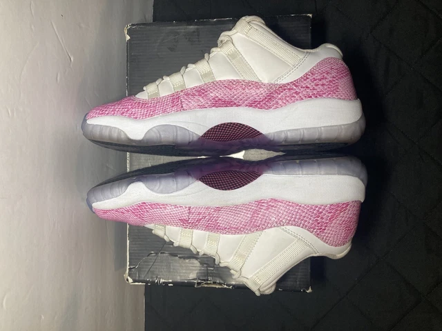 NIKE AIR JORDAN 11 Retro Basso Usato Taglia 7Y Rosa Pelle Di Serpente ...