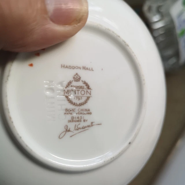VINTAGE MINTON BONE China Green Haddon Hall small Trinket Dish B1451 ...
