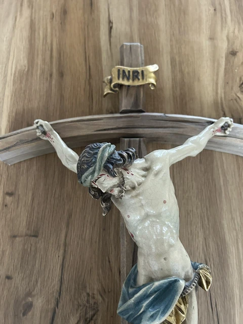 JESUS KREUZ INRI von Holzschnitzereie Toni Bauer Oberammergau Gold Variante EUR 249,99 - PicClick DE