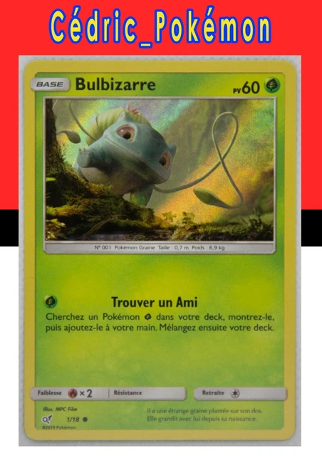 CARTE POKEMON BULBIZARRE 1/18 - Série Détective Pikachu - Carte neuve ...