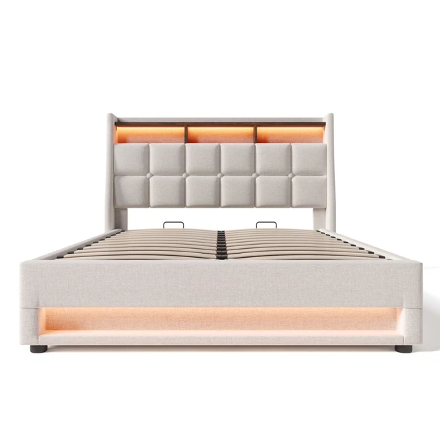 6FT SUPER KING Ottoman Bed Frame With Storage, Led Lighting, Usb Type-C ...