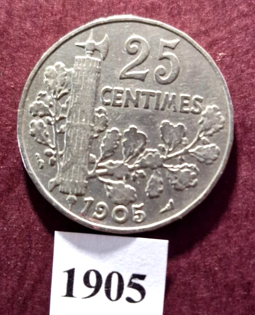 FRANCE * * Pièce 25 Centimes nickel Patey 2ème type 1905 * * EUR 0,80 - PicClick FR