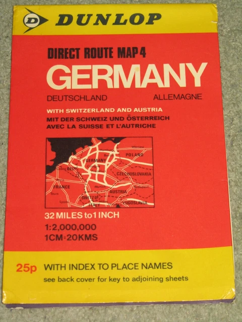 DUNLOP ROUTE MAP of Germany & Northern Europe - 1:2,000,000 - 1970s ...