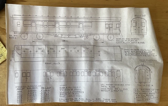 BSL COACH KIT - SR Maunsell Corr Bke Comp Push-Pull part built OO Gauge ...