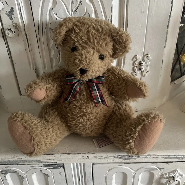 VINTAGE PEEKO TEDDY Bear Check Bow Soft Plush Toy 10” £13.50 - PicClick UK