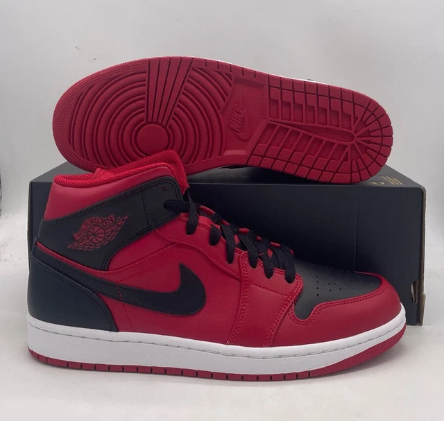 NIKE AIR JORDAN 1 Mid Gym Red Black Reverse Bred Sneakers 554724-660 ...