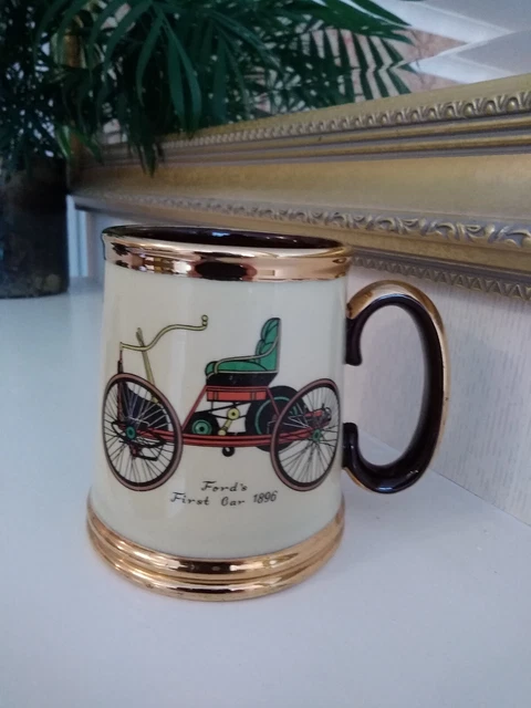 VINTAGE GIBSONS STAFFORDSHIRE 'Ford's First Car 1896' 1 Pint Tankard c ...