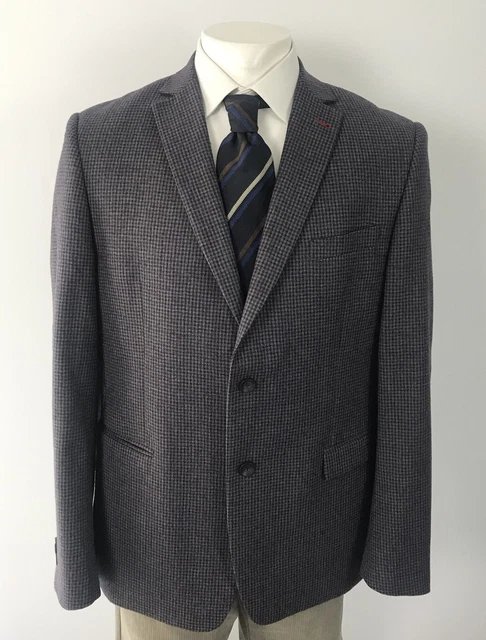 PETER VAN DIJK BLAZER 44 PURPLE Black Check Formal Jacket Button Mid ...