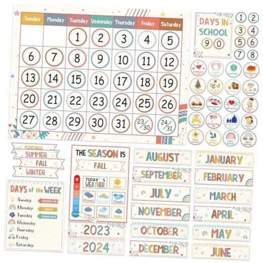 RAINBOW CLASSROOM CALENDAR Set Bulletin Board Sets for Classroom ...