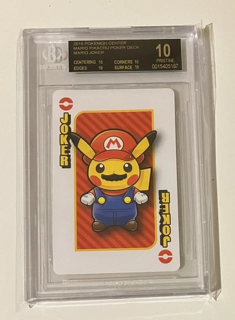 POKEMON CENTER RARE Mario Pikachu Playing Cards JOKER Black Label BGS ...