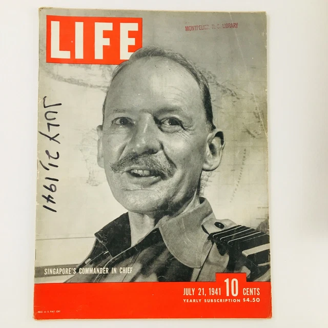 VTG LIFE MAGAZINE July 21 1941 Commander in Chief Arthur Percival No ...