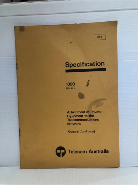TELECOM AUSTRALIA SPECIFICATION 1050 Issue 2 June 1976 $39.00 - PicClick AU