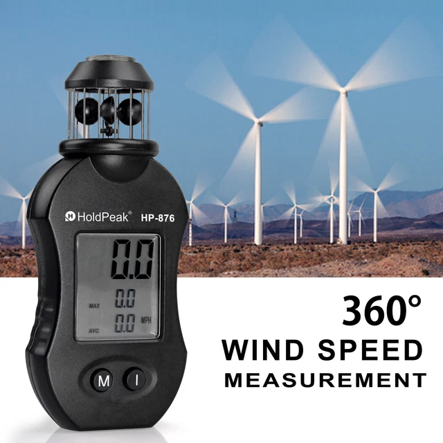 ANEMOMETER WIND SPEED Meter Velocity Measurement Bargraph with Compass ...