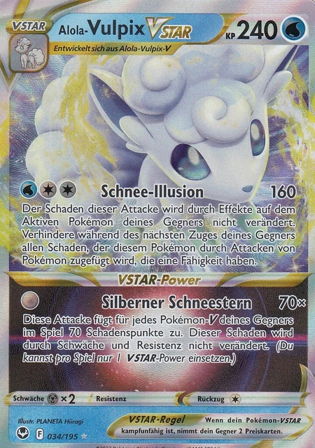 ALOLA-VULPIX-VSTAR 034/195 SILVER Stormwinds Pokemon Card German £8.61 ...