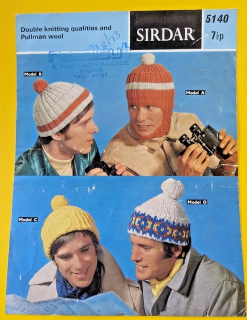 VINTAGE SIRDAR HAT Knitting Pattern 5140 £0.62 - PicClick UK