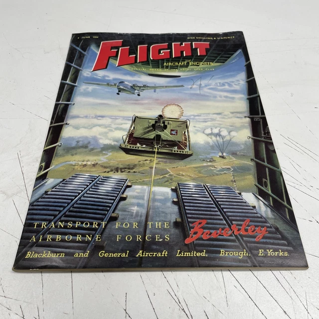 VINTAGE 1954 FLIGHT Plane Aircraft Magazine Bar WW2 War Beverley RAF ...