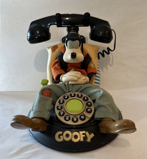 DISNEY TELEMANIA GOOFY Animated Talking Landline Corded Telephone Phone ...