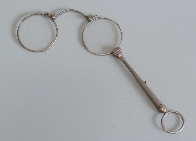 ANTIKES LORGNON LONGION Lorgnette Sehhilfe Klappbrille mit Leder-Etui ...