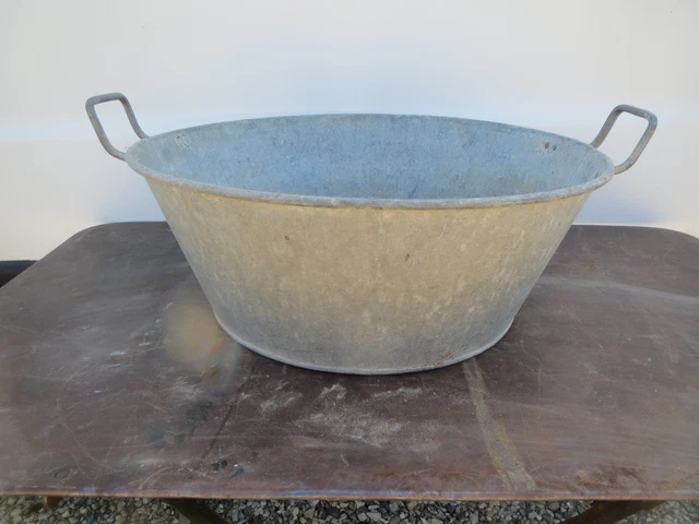 ANCIENNE BASSINE RONDE Cache Pot Jardiniere Jardin Cheminee ,Terrasse ...
