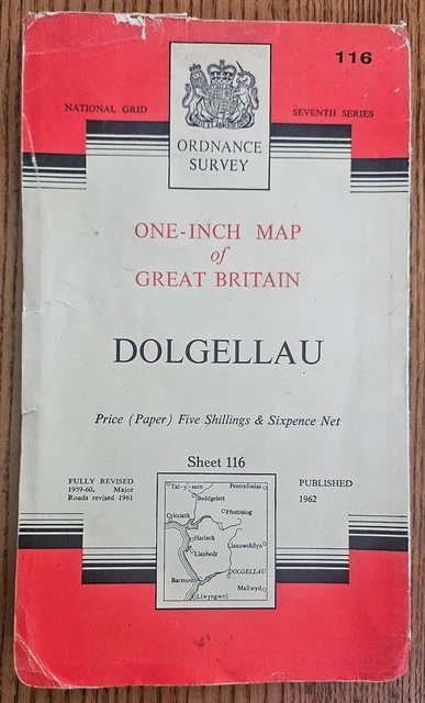 1962 7TH SERIES DOLGELLAU Ordnance Survey Map Sheet 116 (Ffestiniog ...