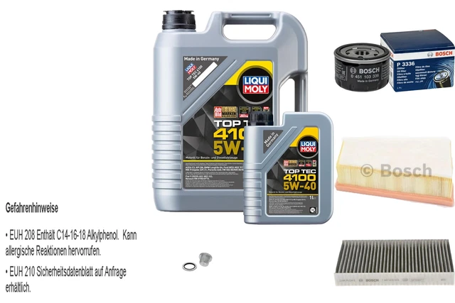 BOSCH INSPECTION SET 6L Liqui Moly Top Tec 4100 5W-40 pour de Renault Fluence EUR 116,55 ...