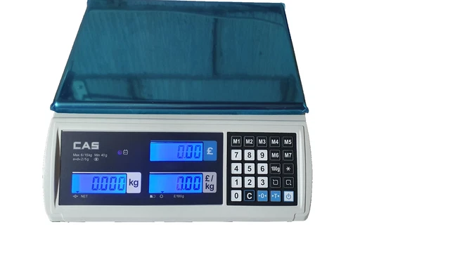NEW CAS ER PLUS 15Kg Flat Plate Weighing Scale, Mains/Battery powered ...