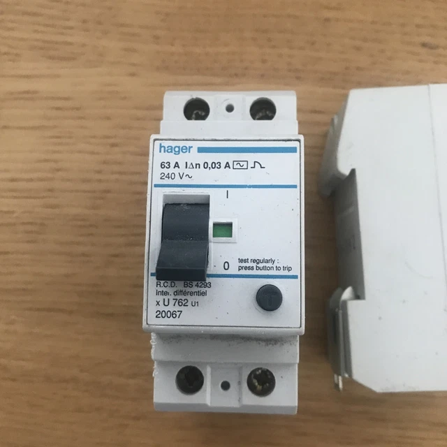 HAGER 63 AMP 30 mA DOUBLE POLE RCD U762 U1 20067 £12.40 - PicClick UK