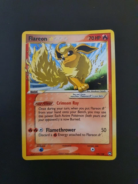 POKEMON CARD FLAREON Gold Star 100/108 EX Power Keepers Holo Rare near ...