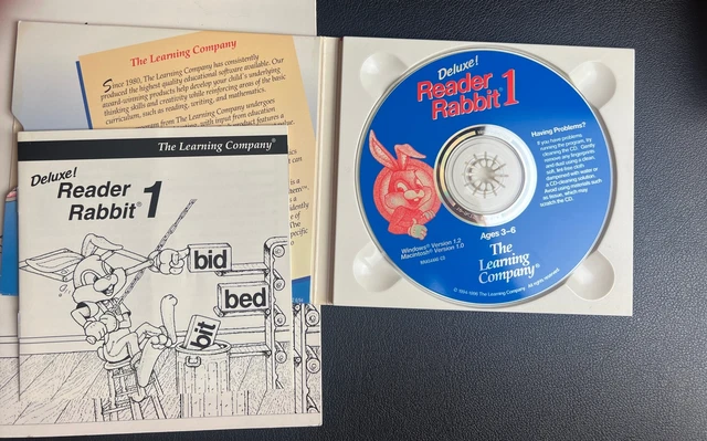 1994 THE LEARNING Company Deluxe! Reader Rabbit 1 Ages 3-6 PC CD ...