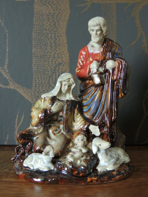 VINTAGE CERAMIC CHRISTMAS Nativity Scene Baby Jesus Mary & Joseph ...