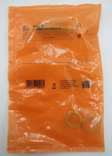 INDUCTIVE SENSOR IFM Electronic IGS290 - IGK3008BBPKG/K1/V4A/US-104 ...