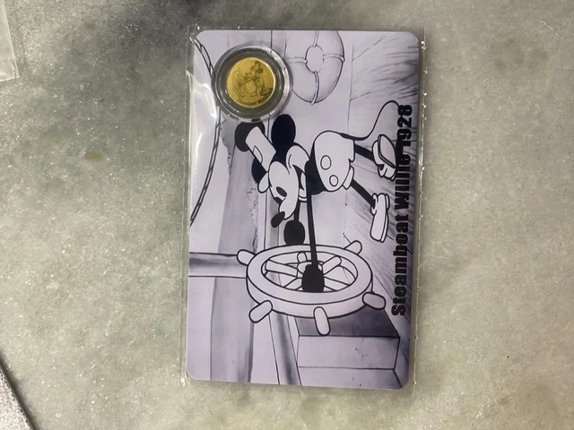 2026 STEAMBOAT WILLIE 1928 1/1000 oz .9999 Gold Round in Card £24.62 ...