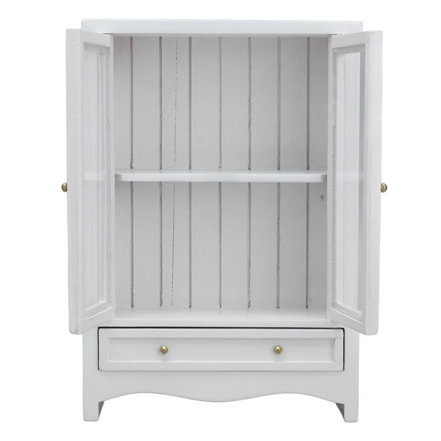 DOLLHOUSE CABINET 1:12 Doll House Mini Double Door Wooden Display ...