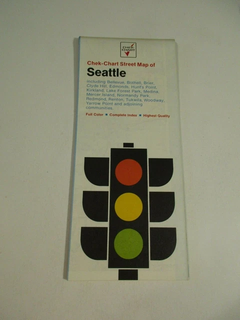 VINTAGE GOUSHA CHEK-CHART Street Map of Seattle Washington Travel Road ...