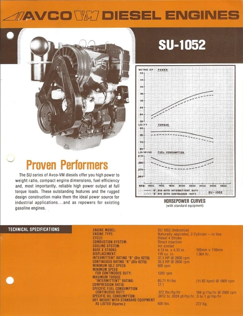 EQUIPMENT BROCHURE - Avco VM - SU series - Diesel Engines - 5 items ...
