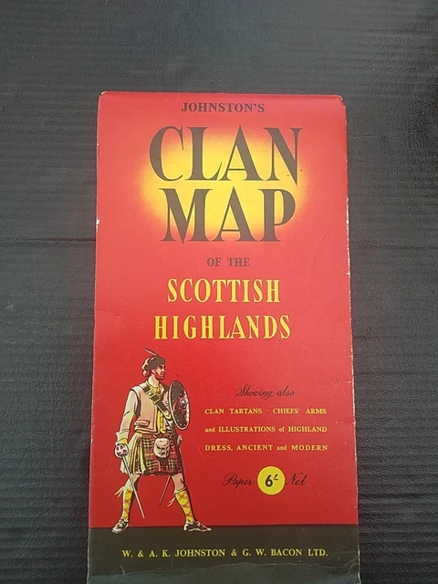 JOHNSTON’S CLAN MAP of the Scottish Highlands Fold Out SCOTLAND, MAP ...