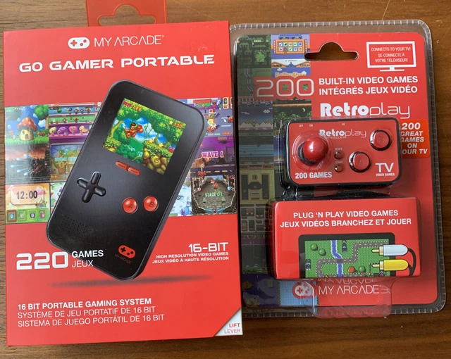 MY ARCADE GO Gamer Portable 16-BIT Gaming System 220 Retro Games & Plug ...