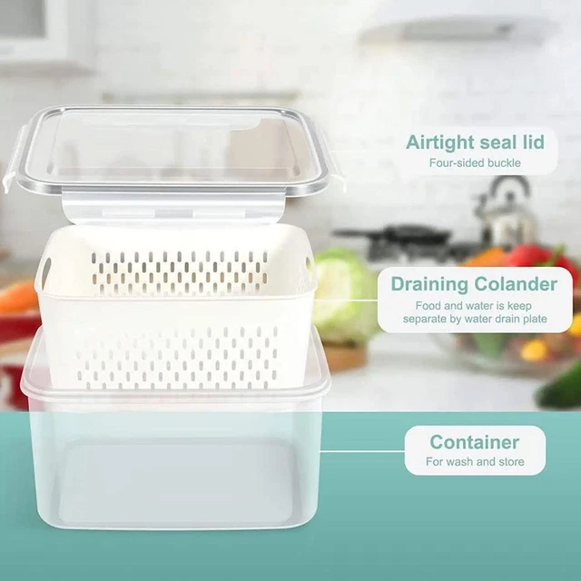 PLASTIC CRISPER BOX Drainage of Fruits and Vegetables for Refrigerator ...