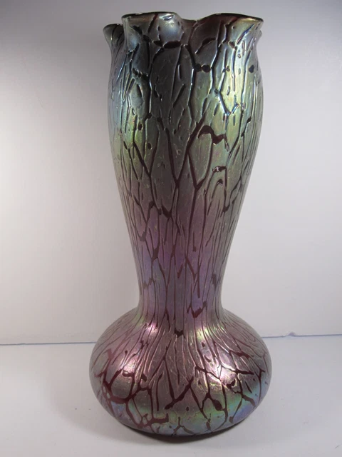 LOETZ RINDSKOPF RED Iridescent Crackle Finish Bohemian Art Nouveau ...