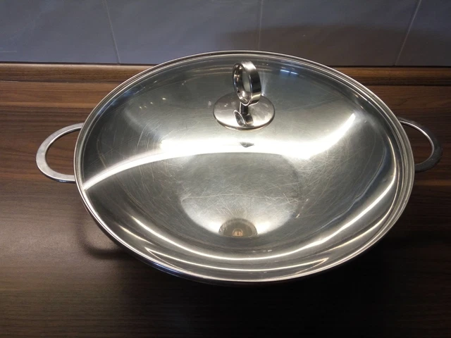 TCM TCHIBO WOK Pfanne 37cm mit Glasdeckel Edelstahl Wok-Pfanne ...